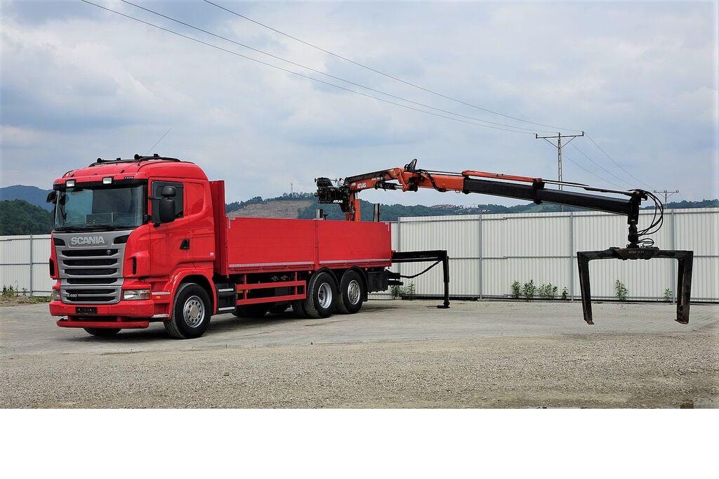 Camion cu macara Scania R480 *Pritsche 6,90 m + KRAN*Top Zustand! de ...